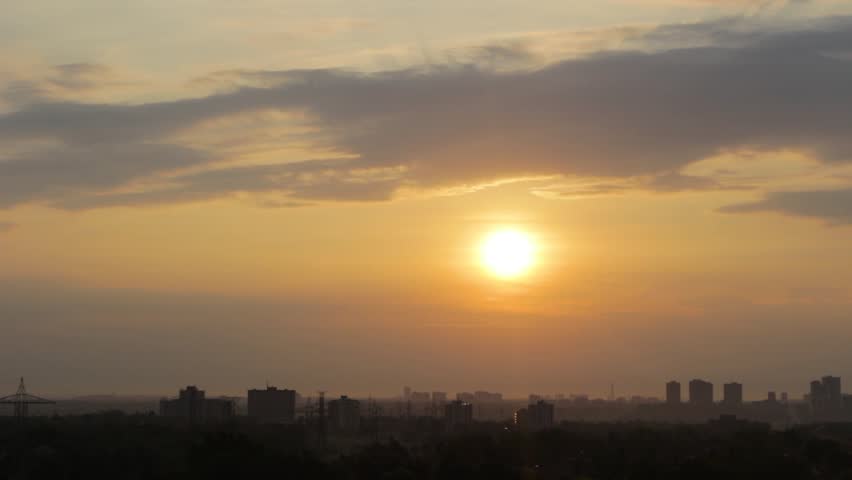 Sun Rises Above City Buildings. Stock Footage Video (100% Royalty-free ...