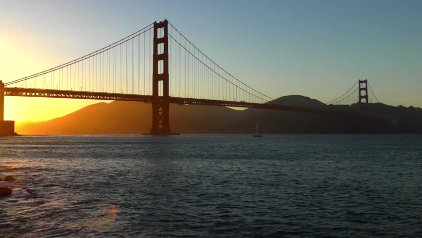 golden gate bridge sunset seen chrissy Stock Footage Video (100% ...