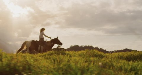Amazing Slow Motion Horseback Riding Sunset Stock Footage Video (100% ...
