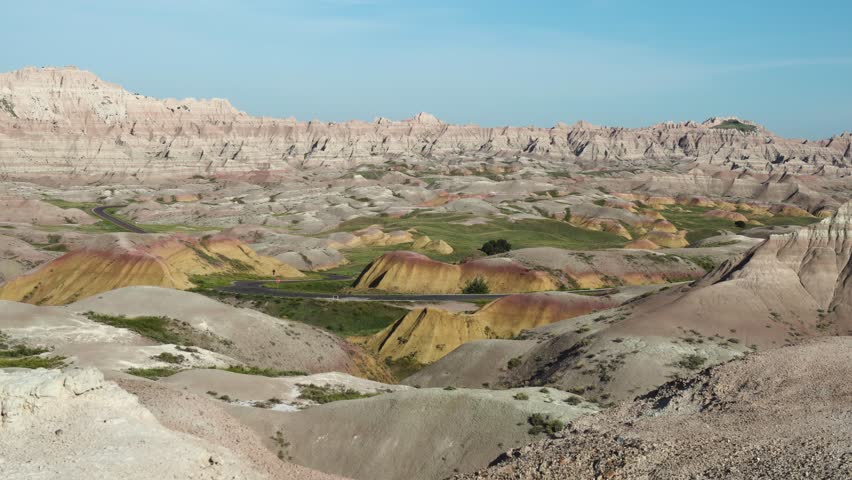 Hills and formations at Badlands National Park, South Dakota image ...