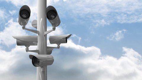 Digitally Generated Animation Surveillance Camera Working Stock Footage ...