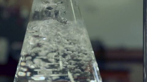 Close Surface Water Boiling Erlenmeyer Flask Stock Footage Video (100% ...
