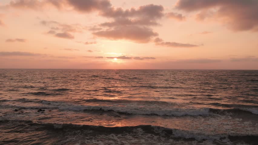 Ocean Beach Sunrise Dramatic Colorful Sky Stock Footage Video (100% ...