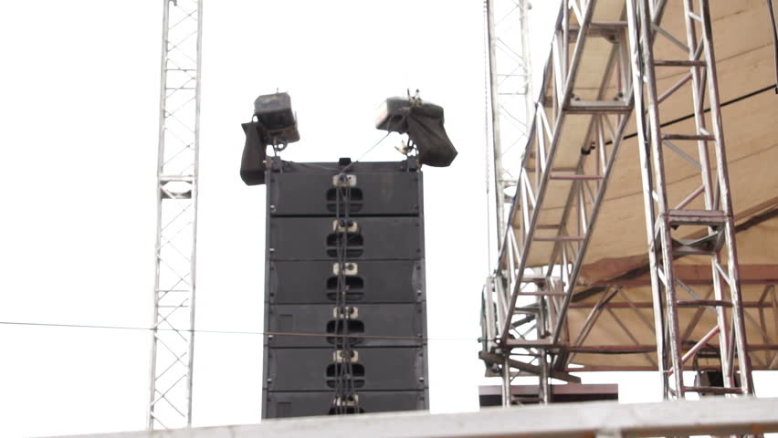 Speaker box hanging on stage structure Stock Video Footage - 4K and HD ...