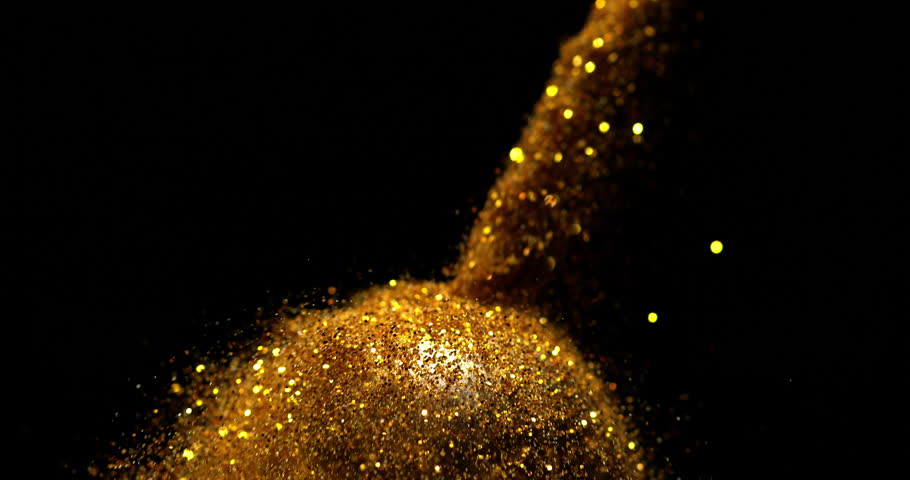 Gold Powder Falling Against Black Stock Footage Video (100% Royalty ...
