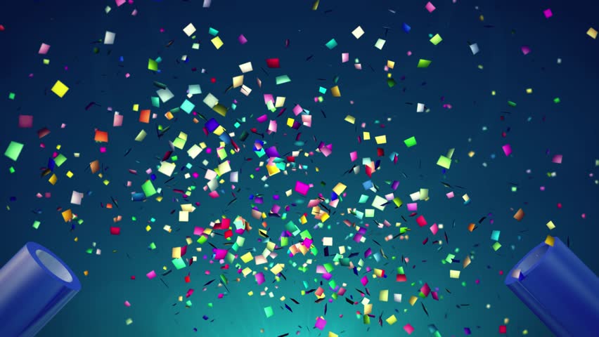 Confetti Cannons Fire Confetti Air Blue Stock Footage Video (100% ...