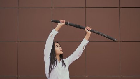 Thai Beauty Dramatically Pull Sword Sheath Stock Footage Video (100% ...