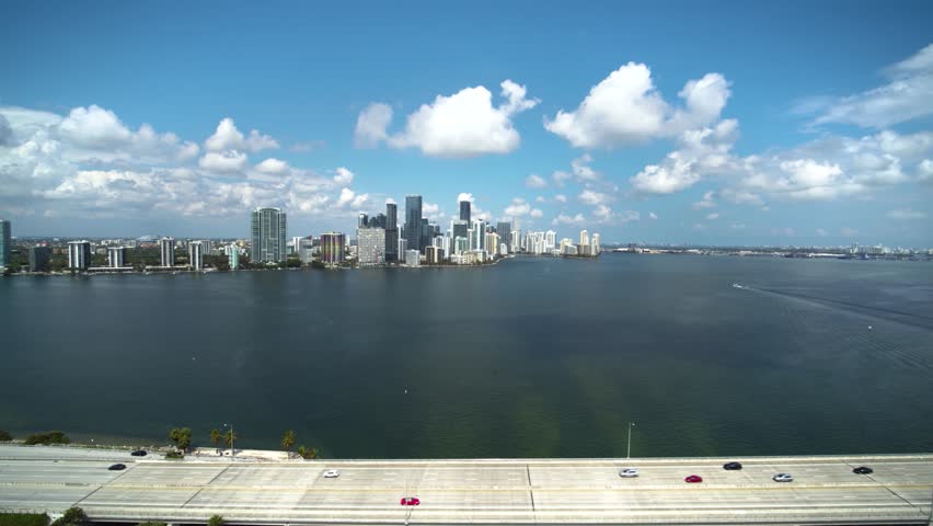 Miami Bridge with Downtown Miami Stock Footage Video (100% Royalty-free ...