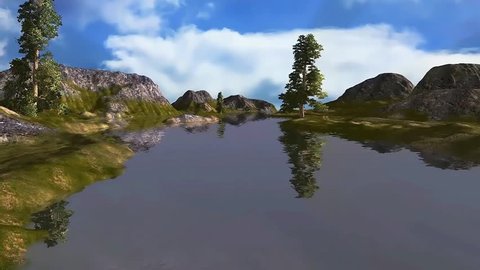 Beautiful Outdoor Panoramic Animation Lake Reflections Stock Footage ...