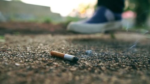 Concept Drugs Foot Puts Out Cigarettes Stock Footage Video (100% ...