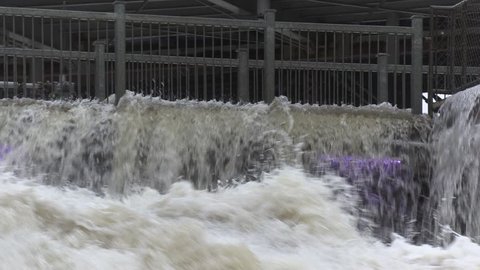 Flood Waters Rushing Over Dam During Stock Footage Video (100% Royalty ...