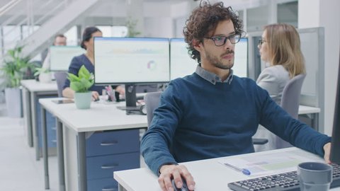 Big Busy Corporate Office Businessman Works Stock Footage Video (100% ...