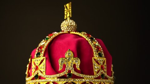 Diamond Crown Made Gold Red Royal Stock Footage Video (100% Royalty ...