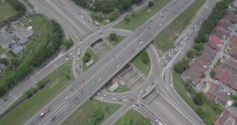 Aerial Footage Busiest Roundabout Somewhere Malaysia Stock Footage ...
