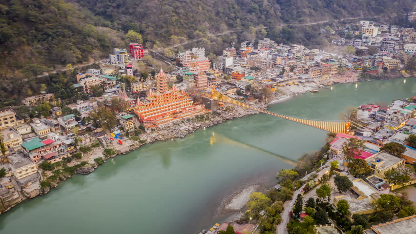 rishikesh india 4k aerial hyperlapse Stock Footage Video (100% Royalty ...