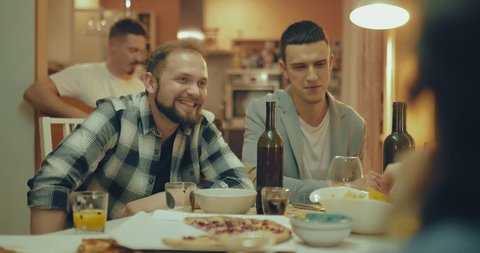 Party Friends Young Men Chatting Around Stock Footage Video (100% ...
