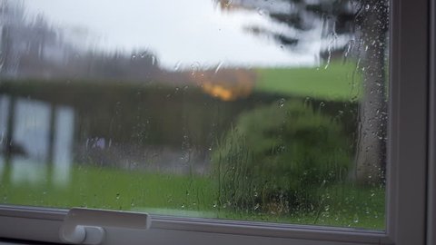 Static Shot Rain Hitting Window Seen Stock Footage Video (100% Royalty ...