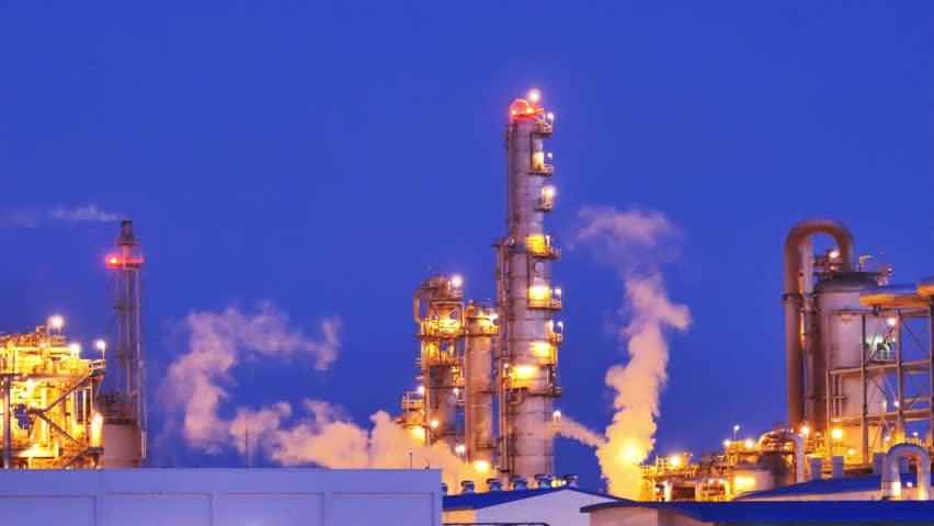 lighting platform refinery structure chemical petroleum Stock Footage ...