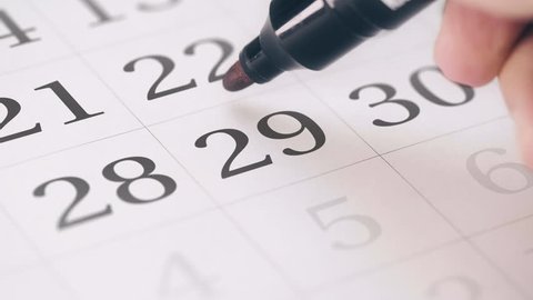 Marked Twentynineth 29 Day Month Calendar Stock Footage Video (100% ...