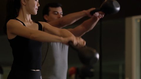 Athletic People Playing Dumbbell Exercise Arm Stock Footage Video (100% ...