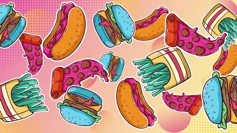 Colorful Junk Food Animation Zine Culture Stock Footage Video (100% ...