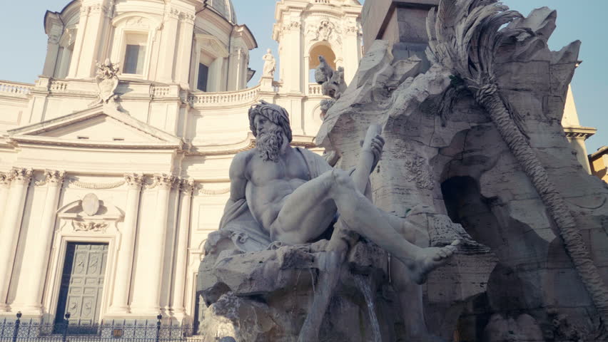 statue zeus bernini's fountain four rivers Stock Footage Video (100% ...