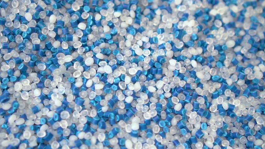 virgin plastic pellets blue pigment material Stock Footage Video (100% ...