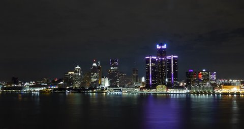 Detroit skyline at night Stock Video Footage - 4K and HD Video Clips ...