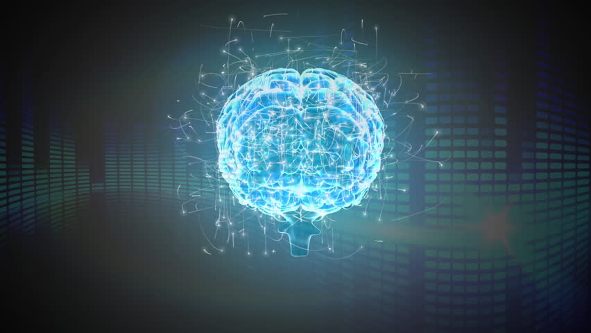 digital animation brain spinning on grey Stock Footage Video (100% ...