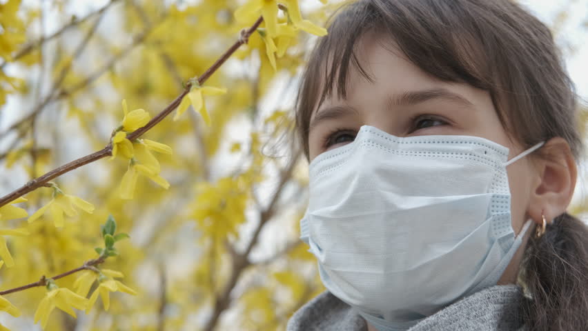 pollen allergy child medical mask looks Stock Footage Video (100% ...