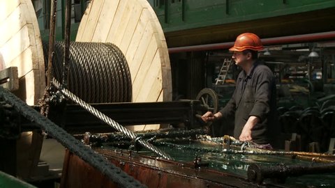 Production Industrial Metal Cable Steel Rope Stock Footage Video (100% ...