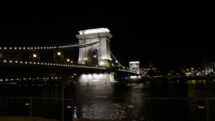 Stone Chain Bridge by night in Budapest, Hungary image - Free stock ...