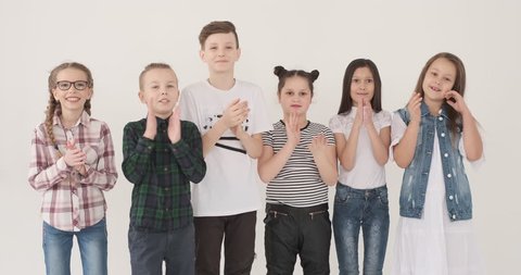 Happy Children Clapping Together Studio Stock Footage Video (100% ...