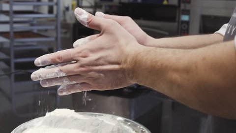 Hands Flour On Fire Background Chef Stock Footage Video (100% Royalty ...