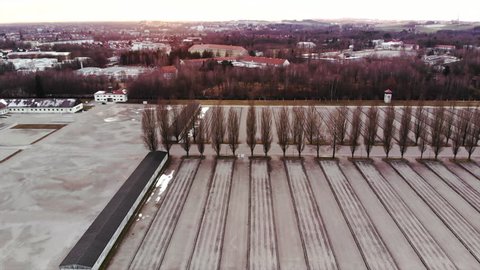 Concentration Camp Dachau Aerial View Yard Stock Footage Video (100% ...