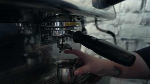 Making Espresso Coffee By Espresso Machine Stock Footage Video (100% ...