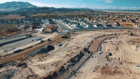 Aerial View Open Construction Site Edge Stock Footage Video (100% ...