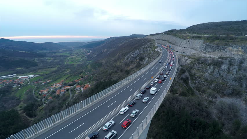Flying Over Highway Road Vehicles Stock Footage Video (100% Royalty ...
