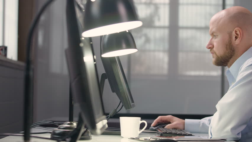 business professional working desk side view Stock Footage Video (100% ...