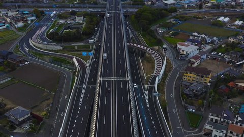 Modern City Overpass Freeway Aerial View Stock Footage Video (100% ...
