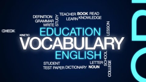 Vocabulary Animated Word Cloud Kinetic Typography Stock Footage Video ...