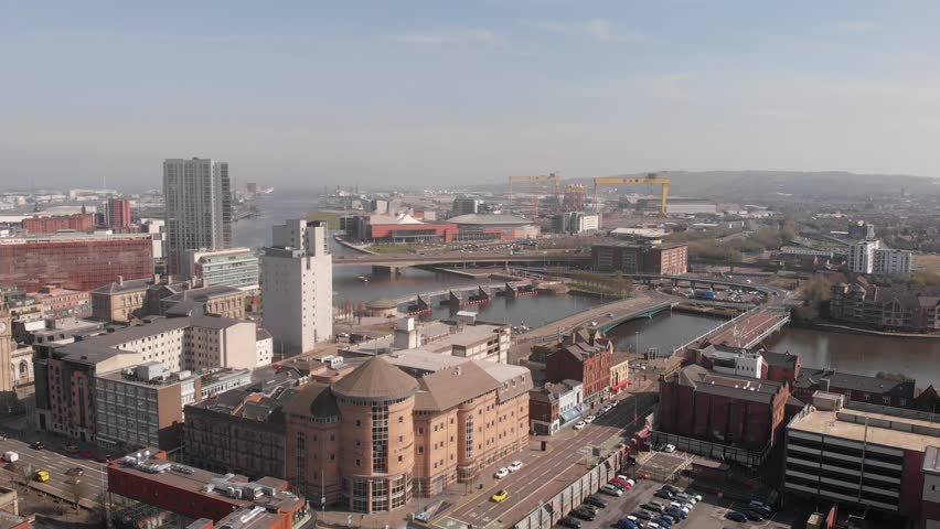 Belfast City Drone Aerial View Stock Footage Video (100% Royalty-free ...