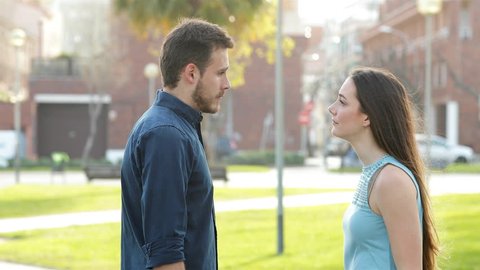 Sad Couple Saying Goodbye Cuddling Street Stock Footage Video (100% ...