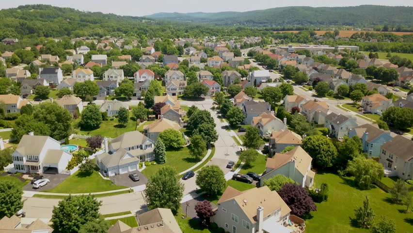 aerial view suburban neighborhood 4k Stock Footage Video (100% Royalty ...