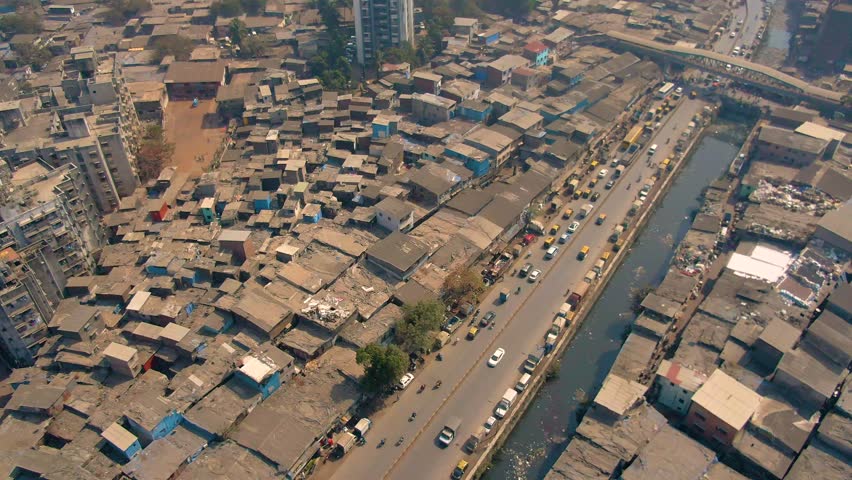 mumbai india dharavi slums 4k aerial Stock Footage Video (100% Royalty ...