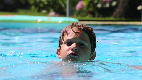 Child Boy Swimming Pool Young Boy Stock Footage Video (100% Royalty ...