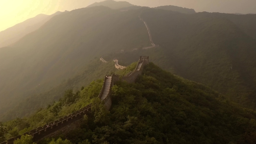 flying over great wall china mutianyu Stock Footage Video (100% Royalty ...