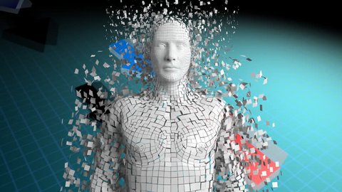 Front View Digital Animation Man Shattering Stock Footage Video (100% ...