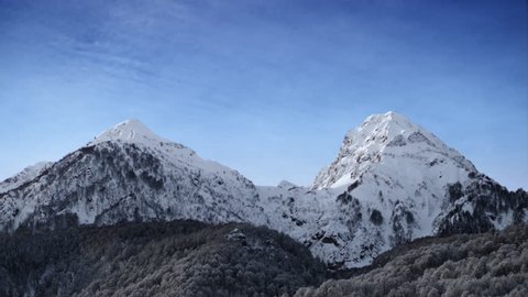 Timelapse Two Snowy Mountain Peaks On Stock Footage Video (100% Royalty ...