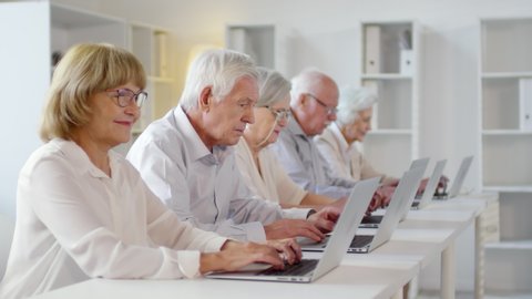 Rack Focus Shot Elderly People Sitting Stock Footage Video (100% ...